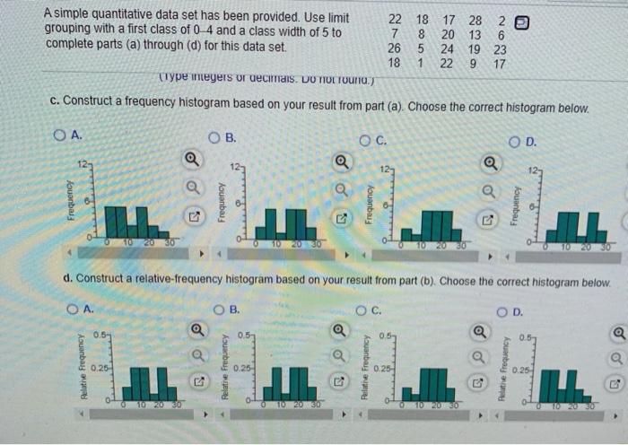 Solved A simple quantitative data set has been provided. Use | Chegg.com