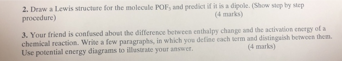 Solved 2. Draw a Lewis structure for the molecule POF, and | Chegg.com