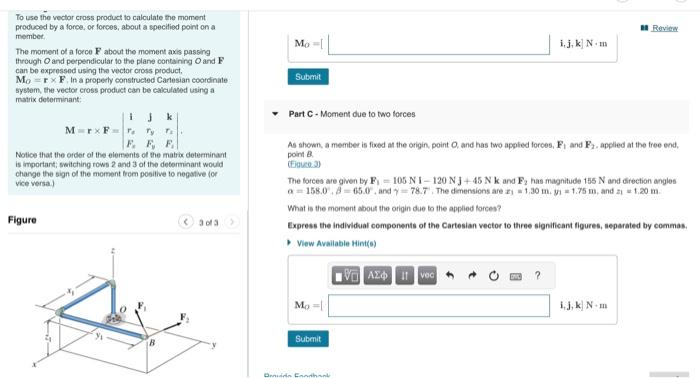 Solved To use the vector cross product to calculate the | Chegg.com