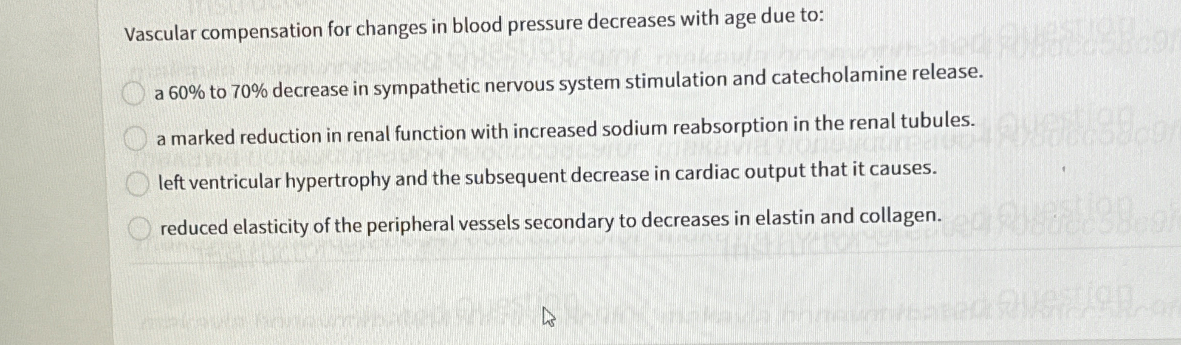 Solved Vascular compensation for changes in blood pressure | Chegg.com