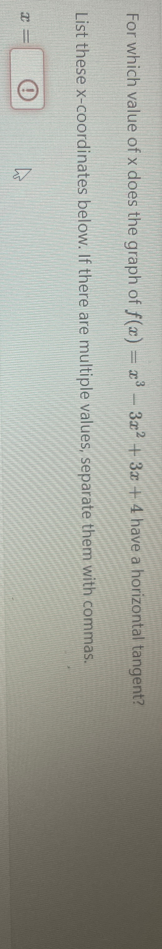 Solved For which value of x ﻿does the graph of | Chegg.com