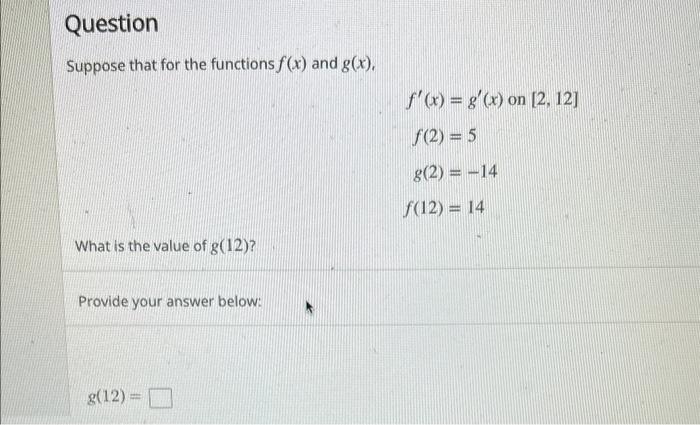 Solved Suppose that for the functions f(x) and g(x), | Chegg.com