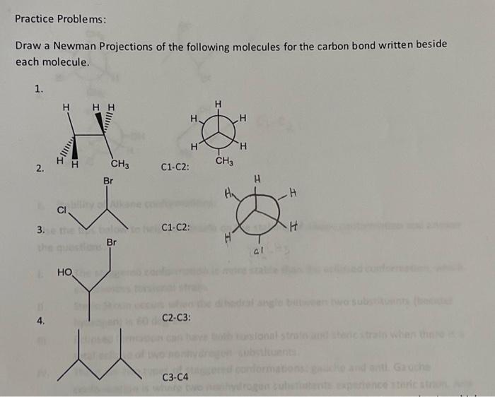 Solved Practice Problems: Draw a Newman Projections of the | Chegg.com