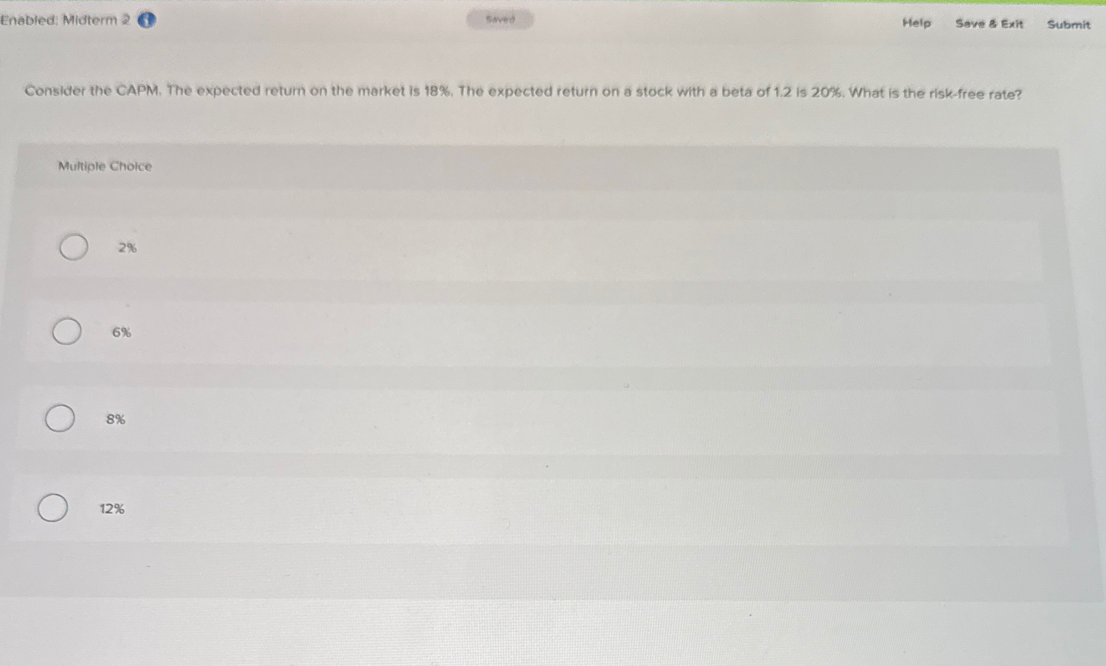 Solved Enabled: Midterm 2HelpSave 展 ﻿ExitSubmitConsider the | Chegg.com
