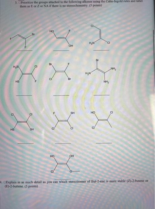 Solved 2. Name the following alkenes including any | Chegg.com