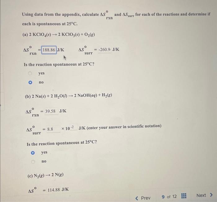 Solved Using data from the appendix, calculate ΔSrxn0 and | Chegg.com