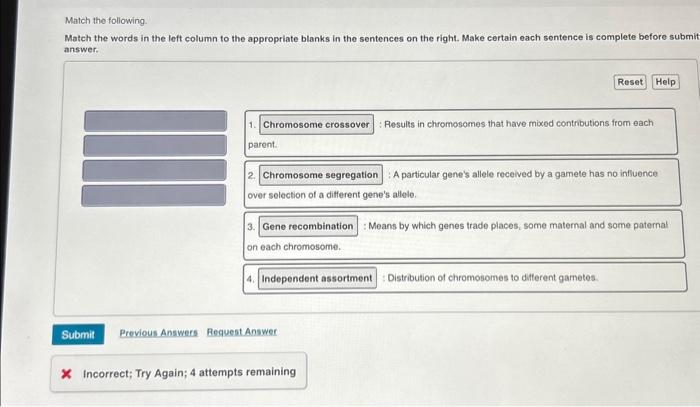 Solved Match the following. Match the words in the left | Chegg.com