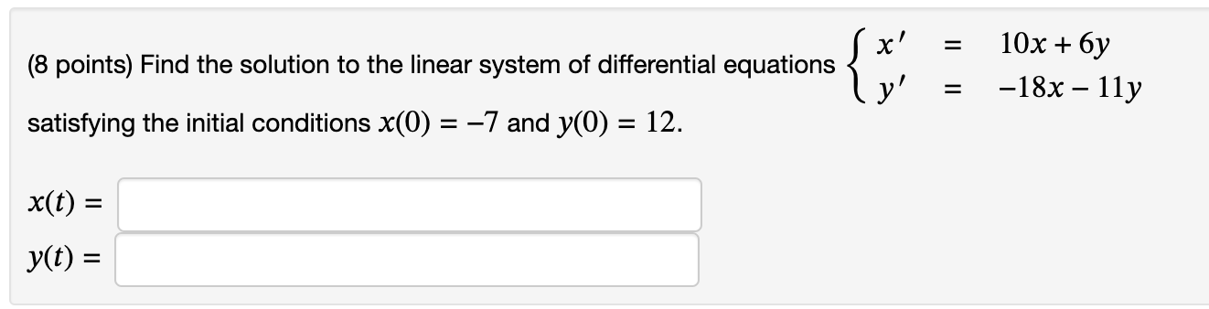 Solved (8 ﻿points) ﻿Find the solution to the linear system | Chegg.com