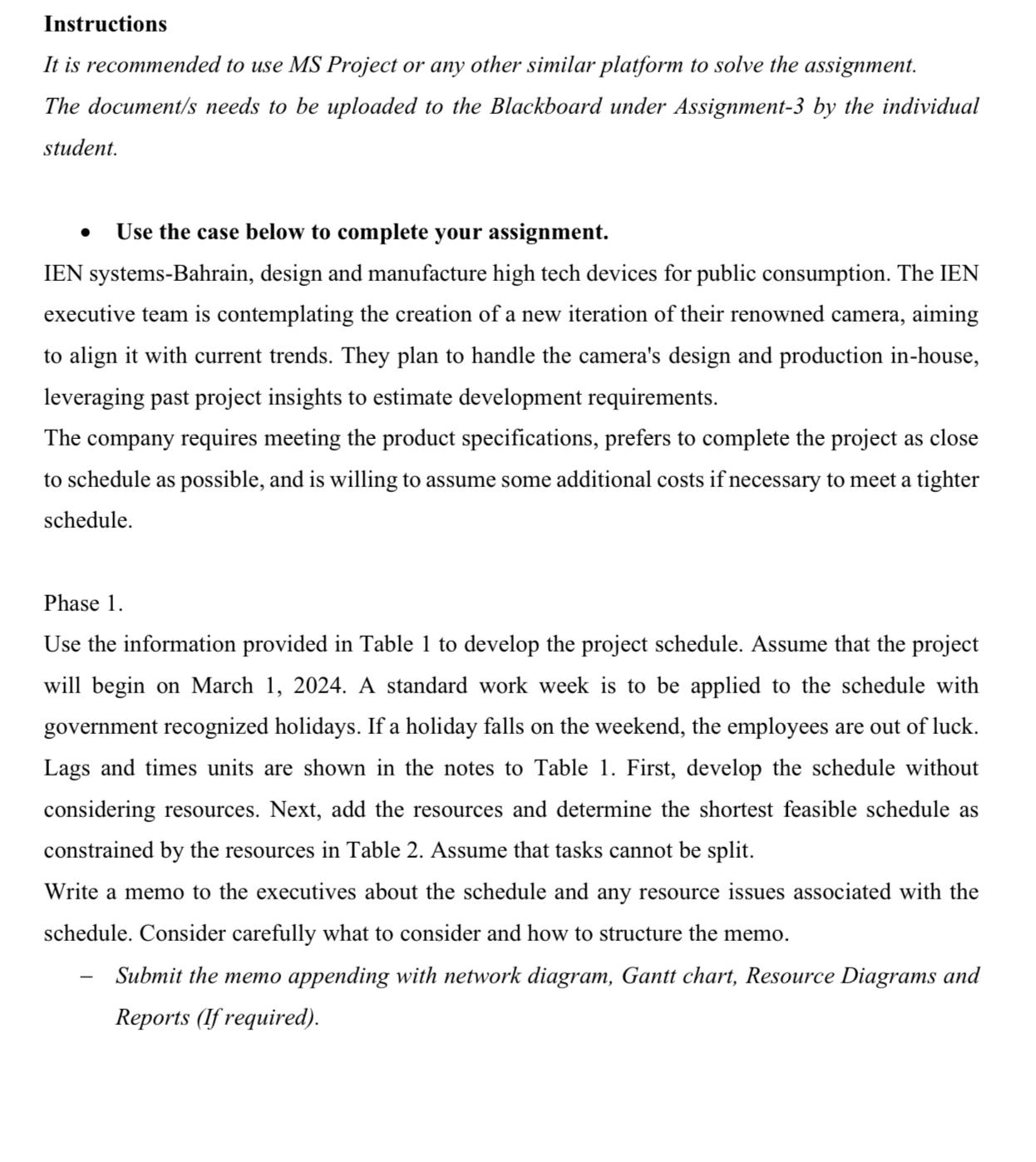 Solved InstructionsIt is recommended to use MS Project or | Chegg.com