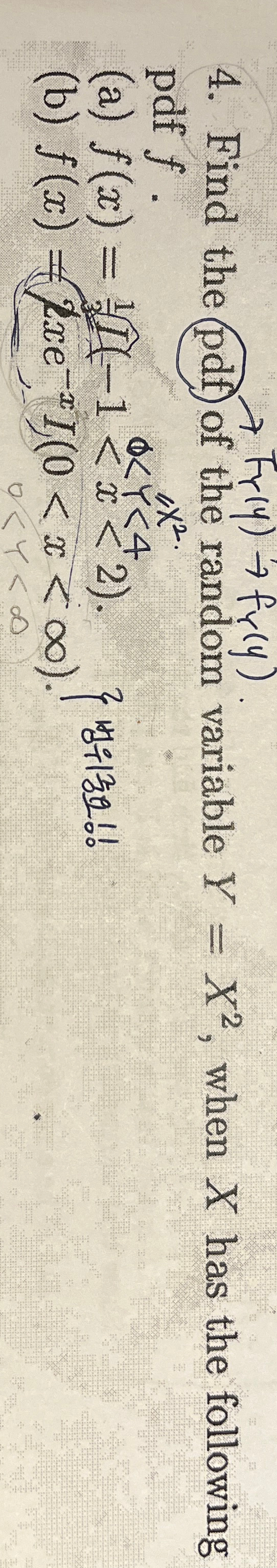 Solved Find the (pdf) ﻿of the random variable Y=x2, ﻿when x | Chegg.com