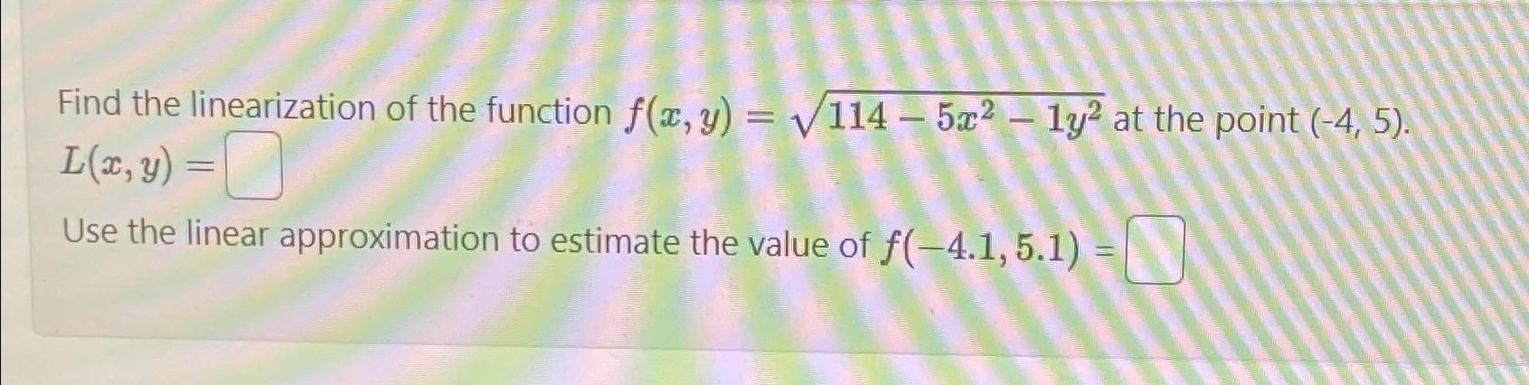 Solved Find the linearization of the function | Chegg.com