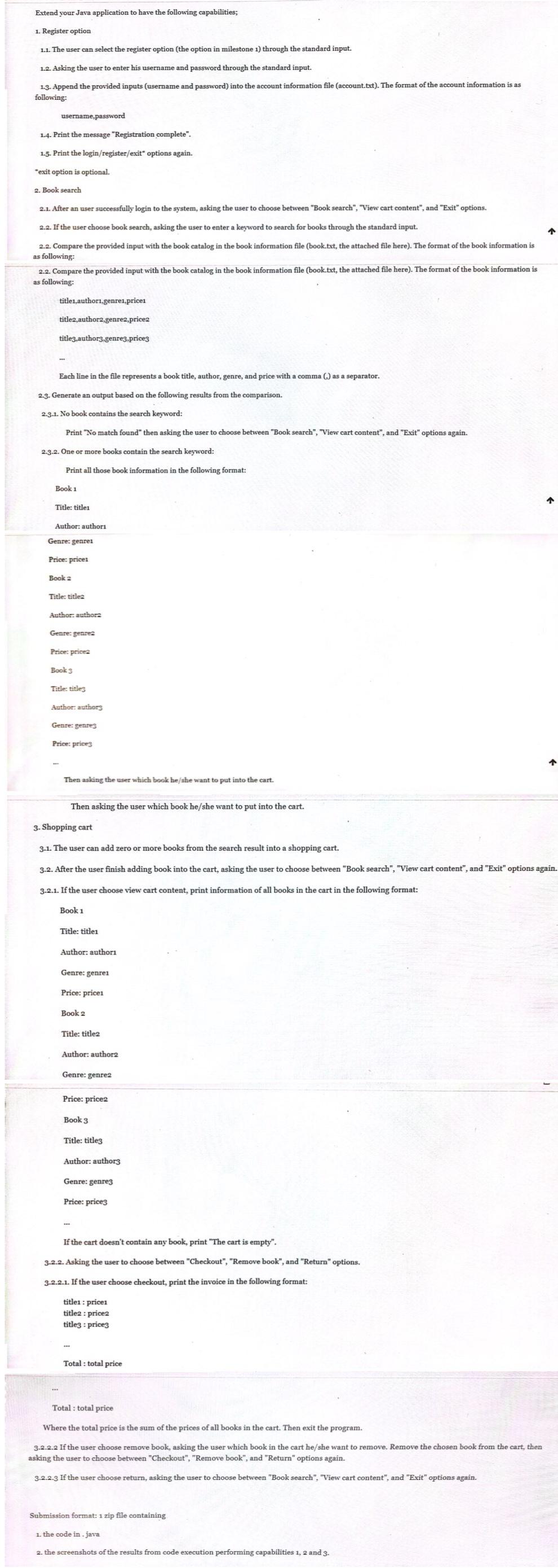 Solved Extend your Java application to have the following | Chegg.com