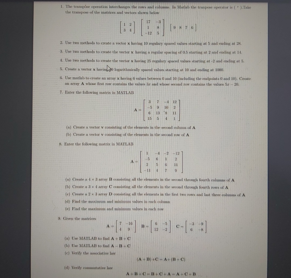 Solved The transpóse operation interchanges the rows and | Chegg.com