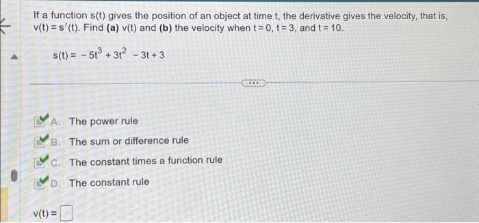 Solved K If a function s(t) gives the position of an object | Chegg.com