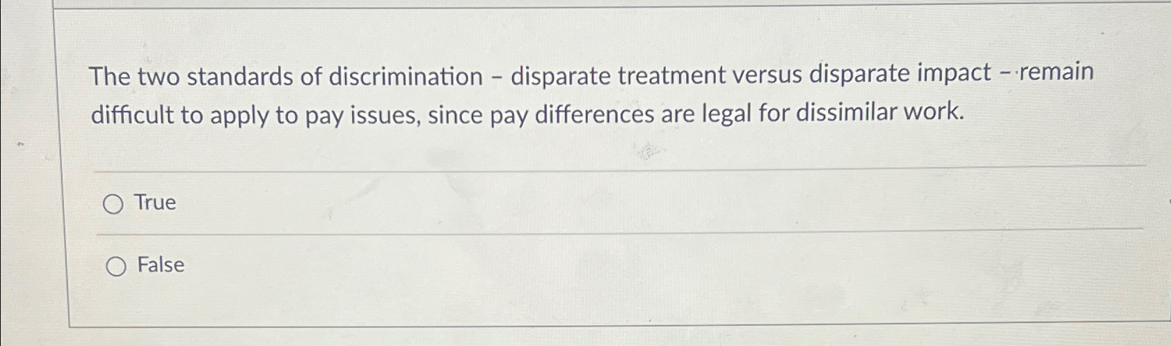 Solved The two standards of discrimination - ﻿disparate | Chegg.com