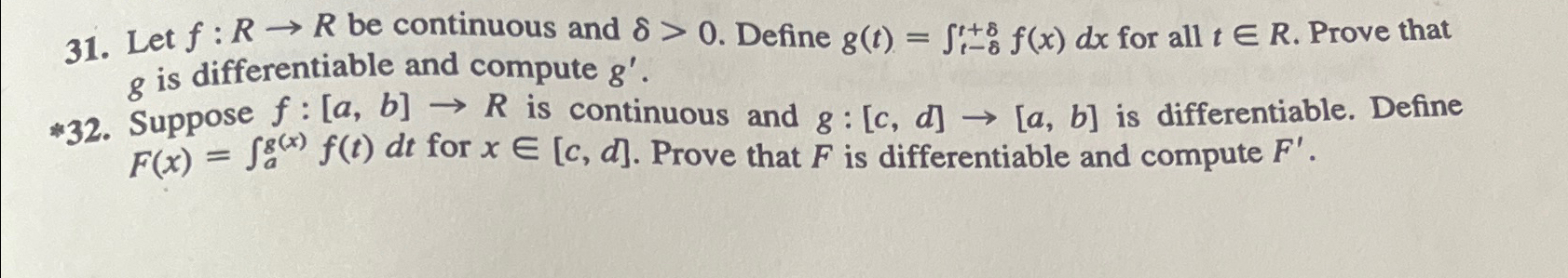 Solved Let f:R→R ﻿be continuous and δ>0. ﻿Define | Chegg.com