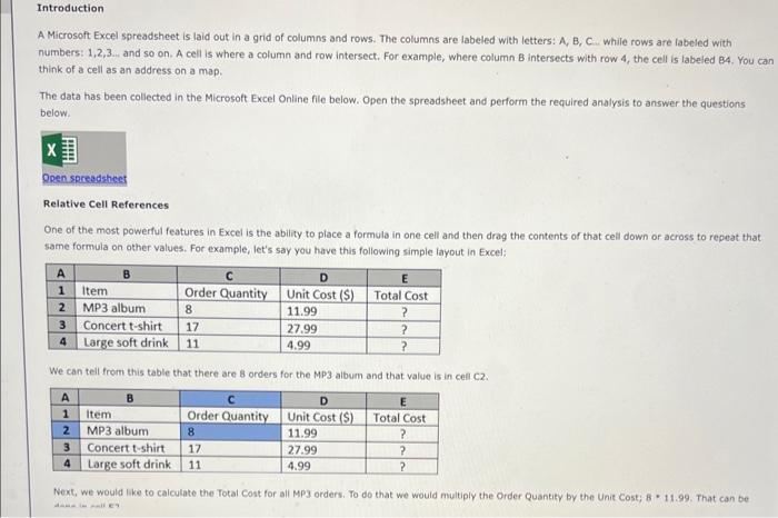 Solved Relative Cell References One of the most powerful | Chegg.com