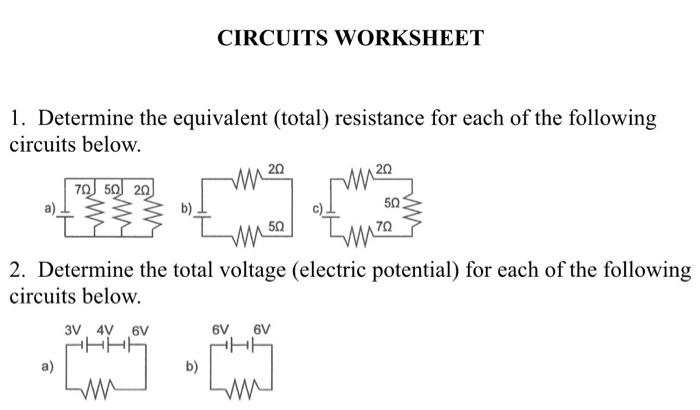 Solved CIRCUITS WORKSHEET 1. Determine the equivalent | Chegg.com