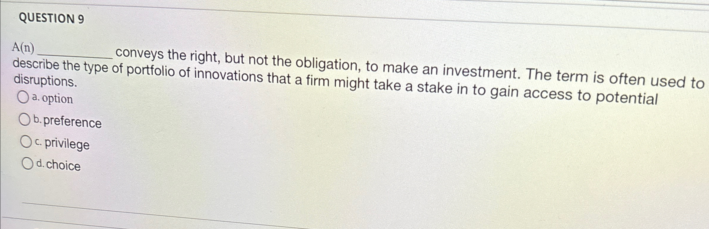 Solved QUESTION 9A(n) ﻿conveys the right, but not the | Chegg.com
