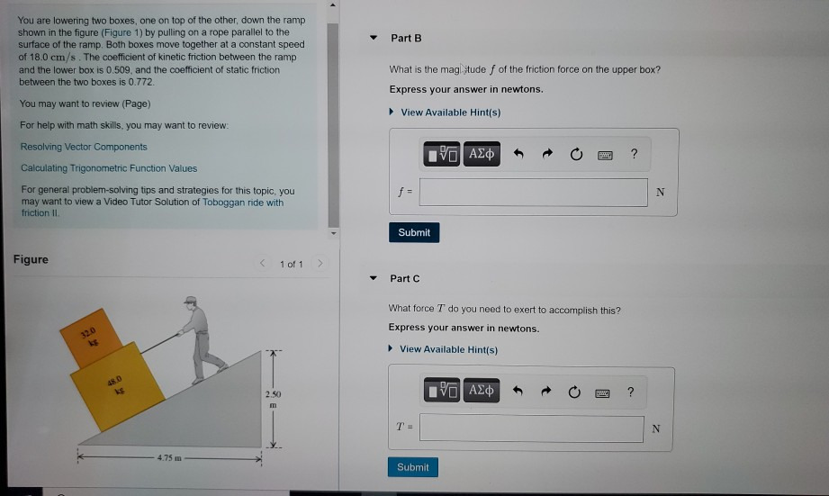 Solved Part B You are lowering two boxes, one on top of the | Chegg.com