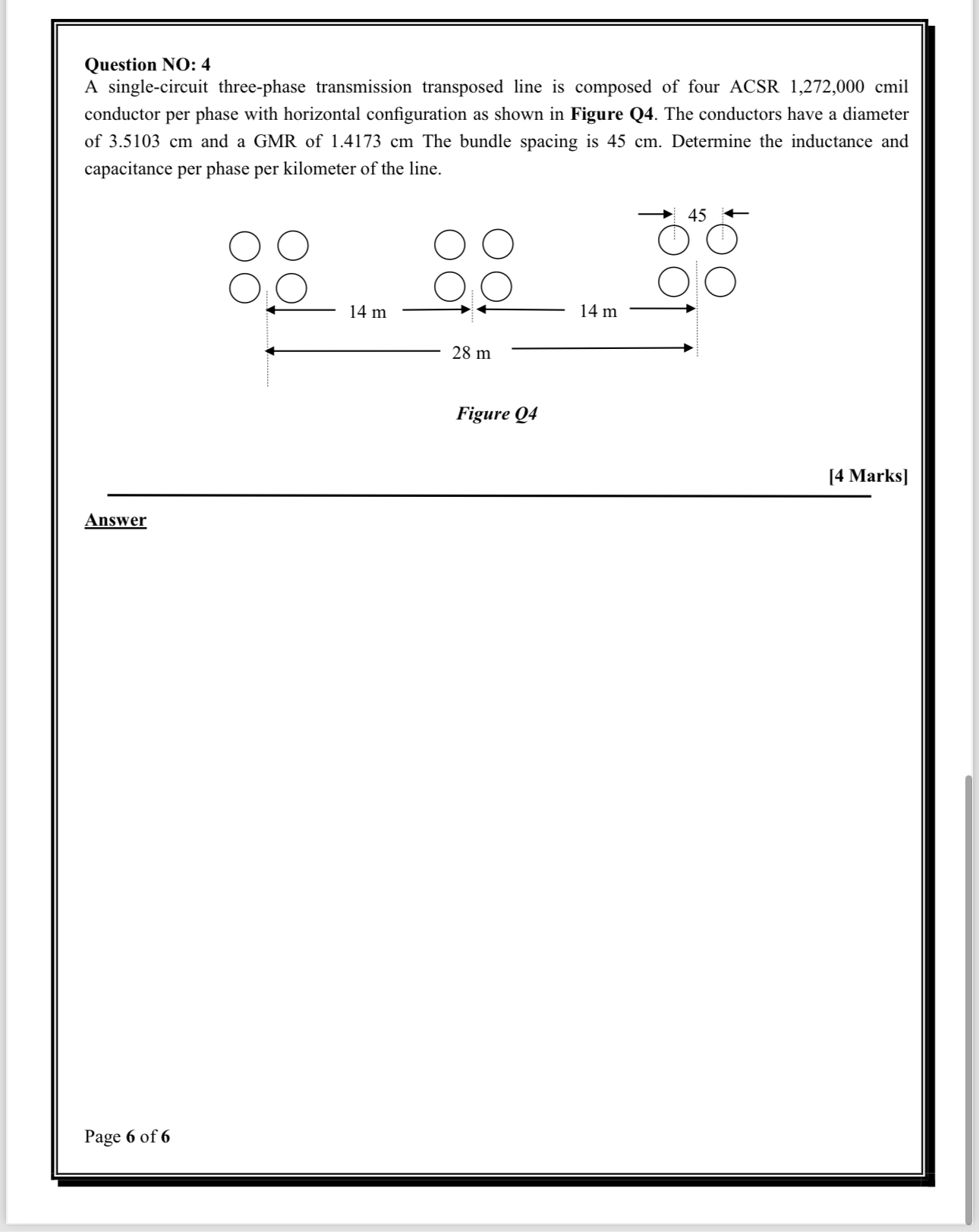Solved Question NO: 4A single-circuit three-phase | Chegg.com