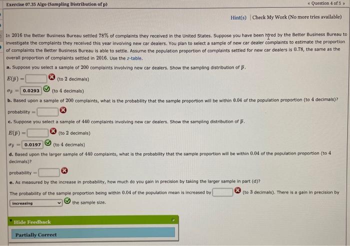Solved Exercise 07.35 Algo (Sampling Distribution of p) | Chegg.com