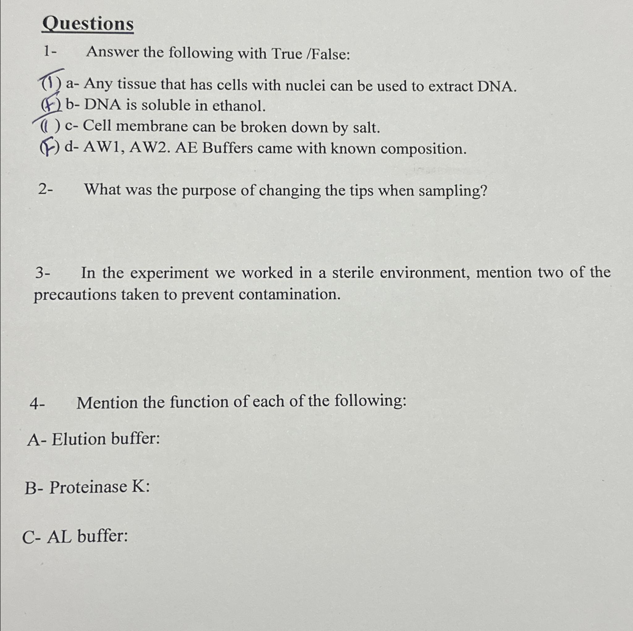 Solved Questions1- ﻿Answer the following with True | Chegg.com