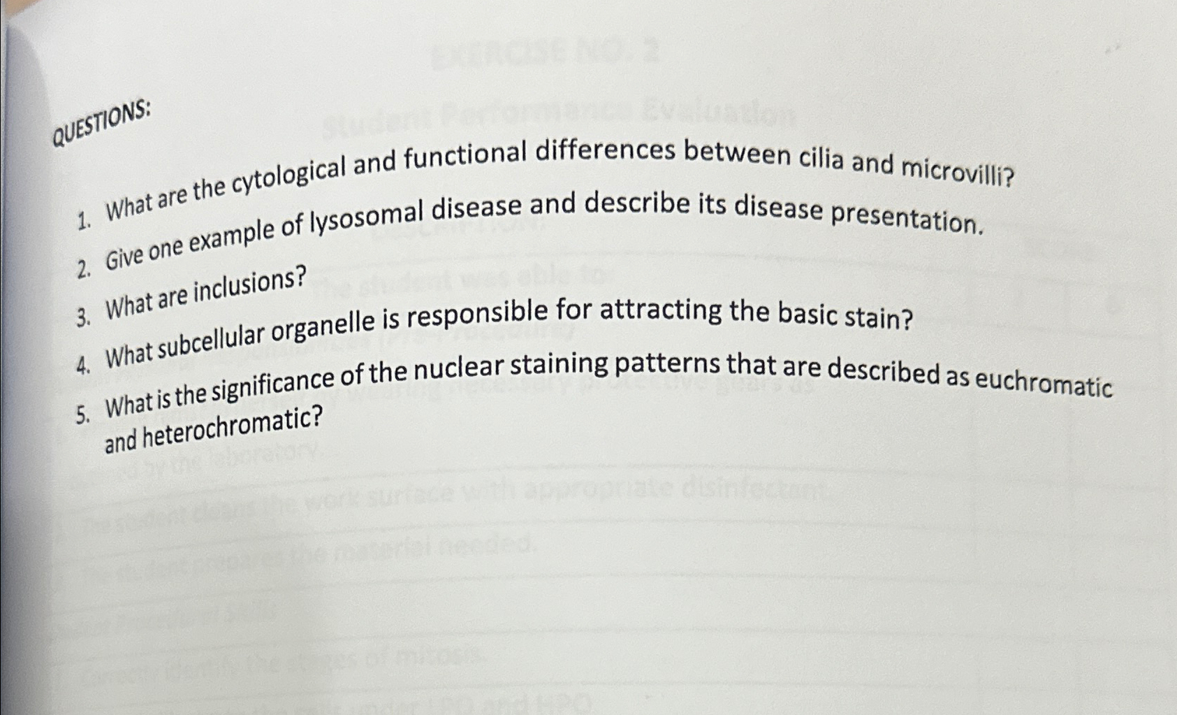 Solved QUESTIONS:What are the cytological and functional | Chegg.com