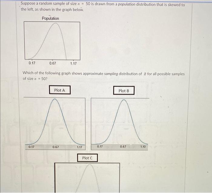 Solved Suppose a random sample of size n 50 is drawn from a | Chegg.com