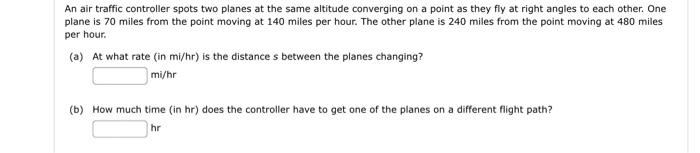 Solved An air traffic controller spots two planes at the | Chegg.com