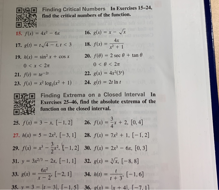 Solved DX Finding Critical Numbers In Exercises 15-24, find | Chegg.com