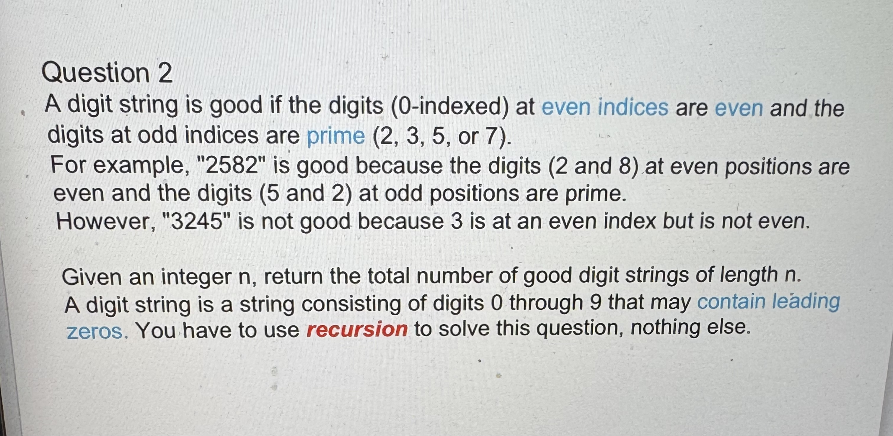 Solved Question 2A digit string is good if the digits | Chegg.com