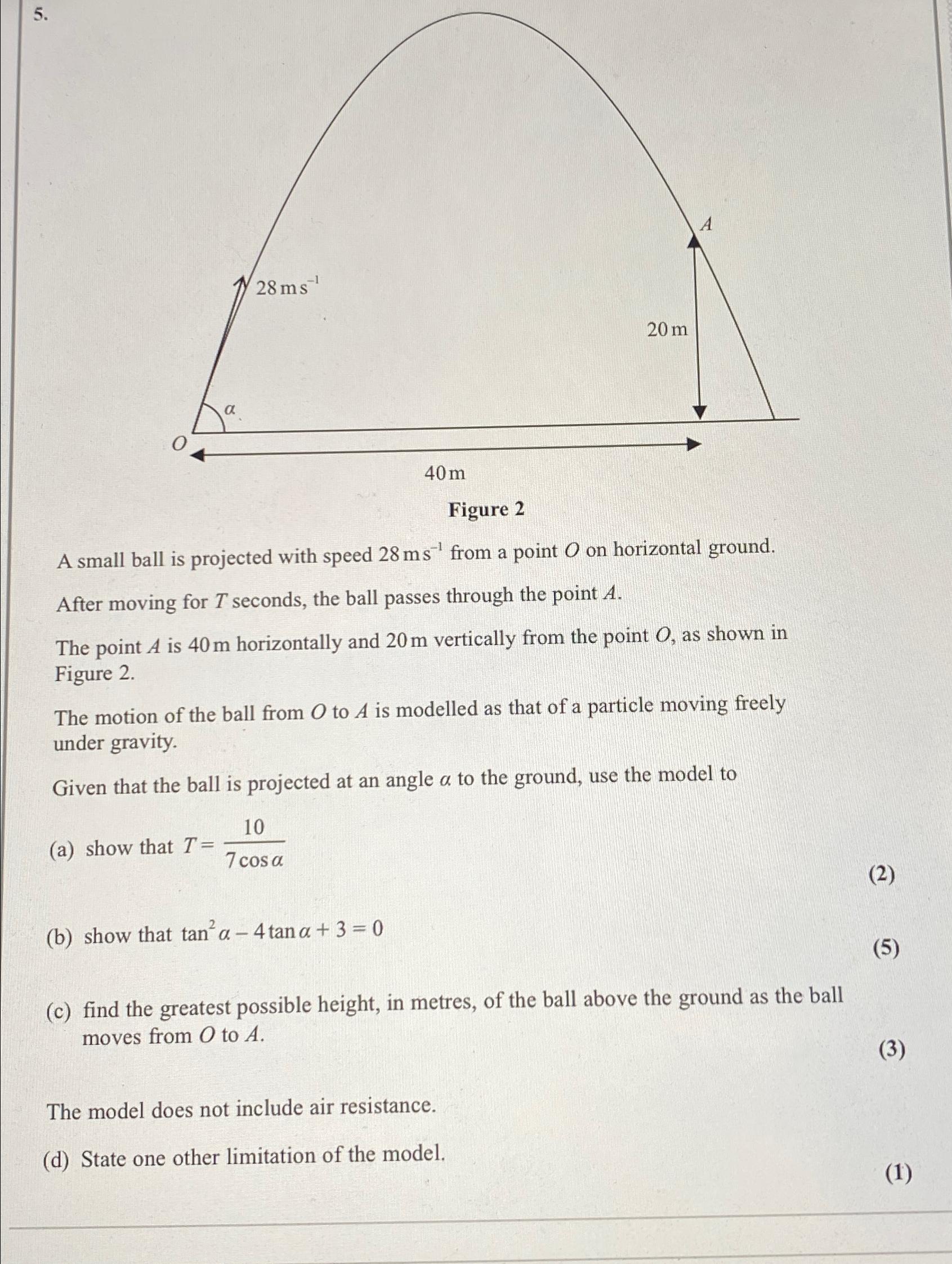 Solved Figure 2A small ball is projected with speed 28ms-1 | Chegg.com