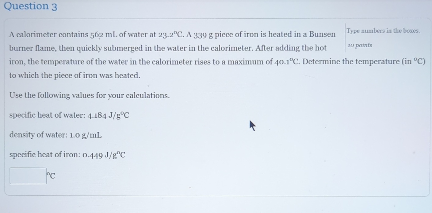 Solved Question 3A calorimeter contains 562 ﻿mL of water at | Chegg.com