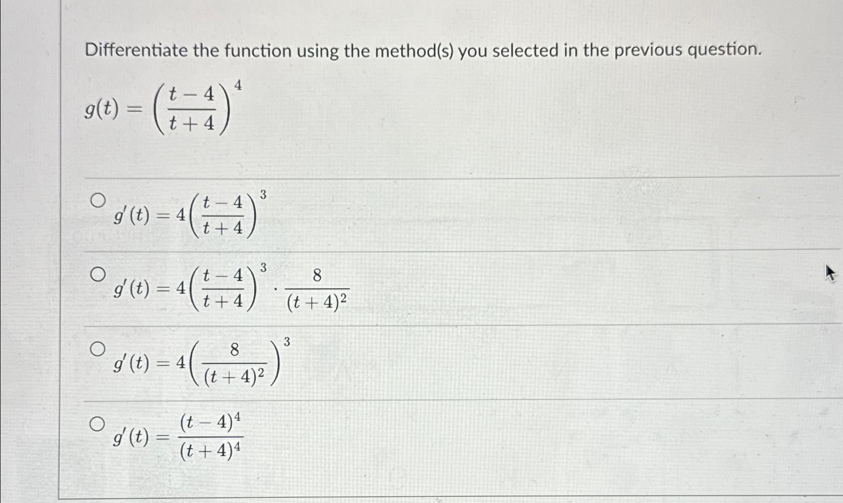 Solved Differentiate the function using the method(s) ﻿you | Chegg.com