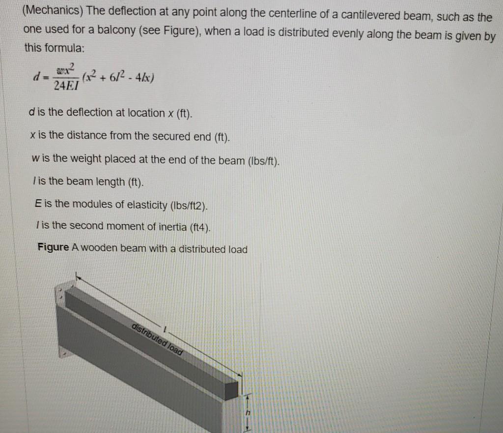 Solved (Mechanics) The deflection at any point along the | Chegg.com