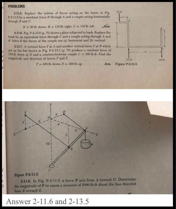 Solved PROBLEMS 2-13.5. Replace the system of forces acting | Chegg.com
