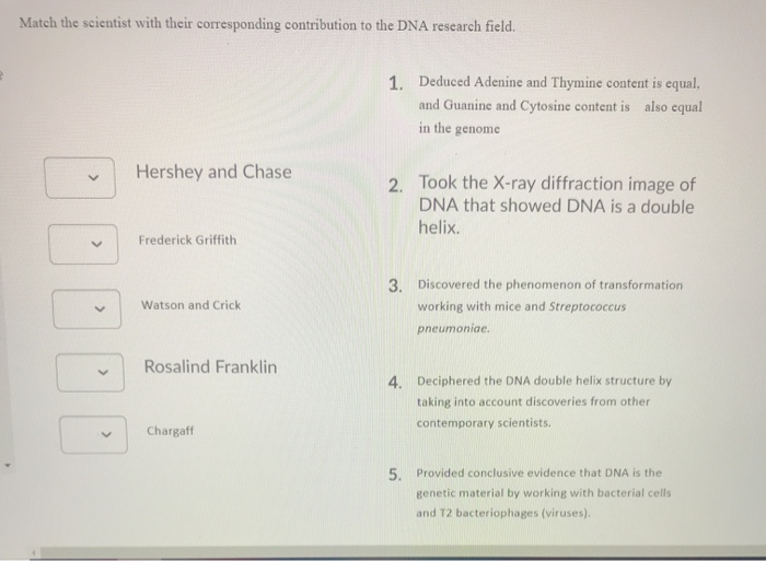 Solved Match the scientist with their corresponding | Chegg.com