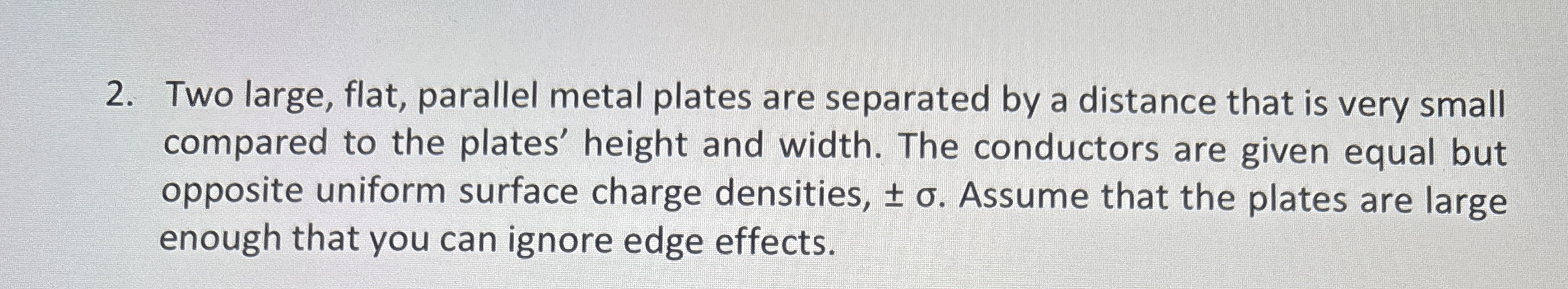 Solved Two large, flat, parallel metal plates are separated | Chegg.com