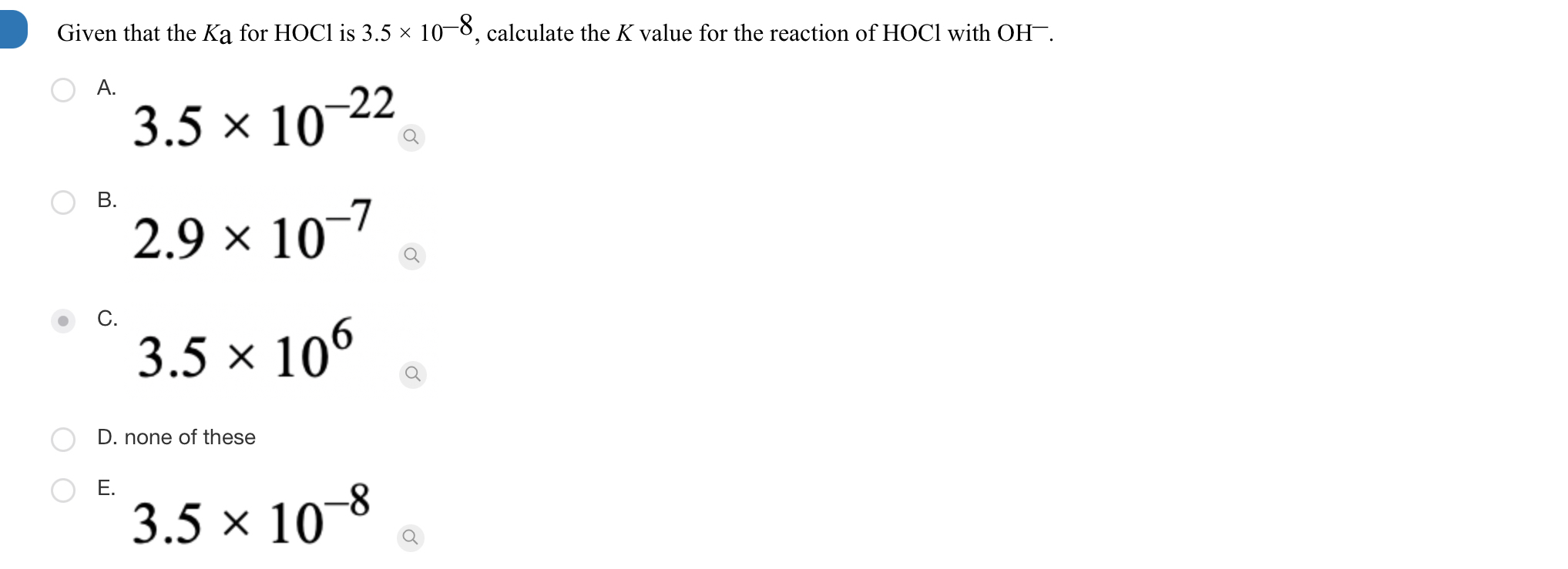 Solved Given that the Ka ﻿for HOCl is 3.5×10-8, ﻿calculate | Chegg.com