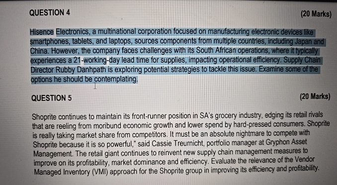 Solved QUESTION 4(20 ﻿Marks)Hisence Electronics, a | Chegg.com