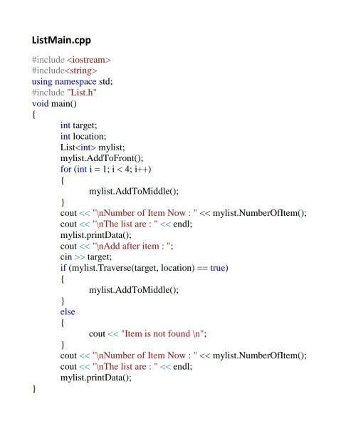 Solved List.H #ifndef LIST_H #define LIST_H template class | Chegg.com