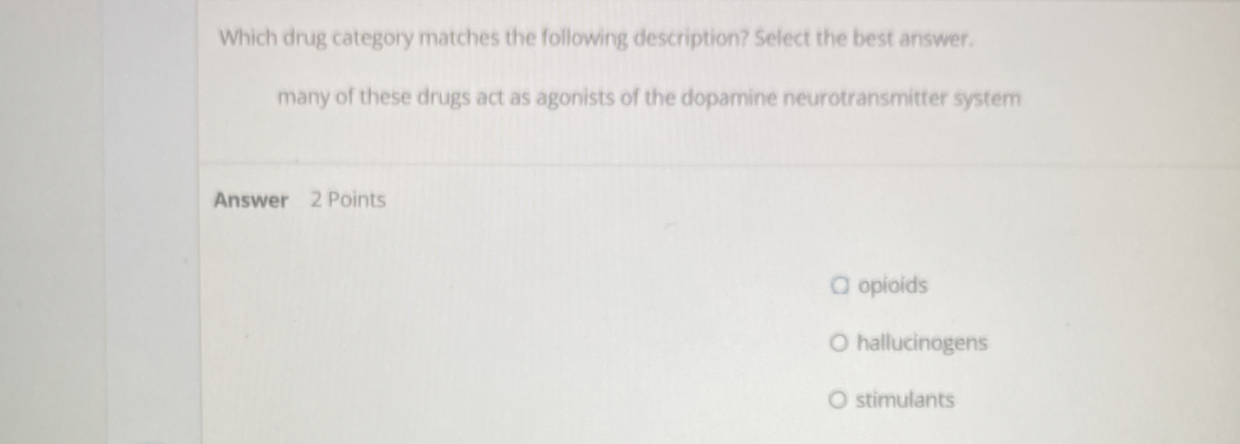 Solved Which drug category matches the following | Chegg.com