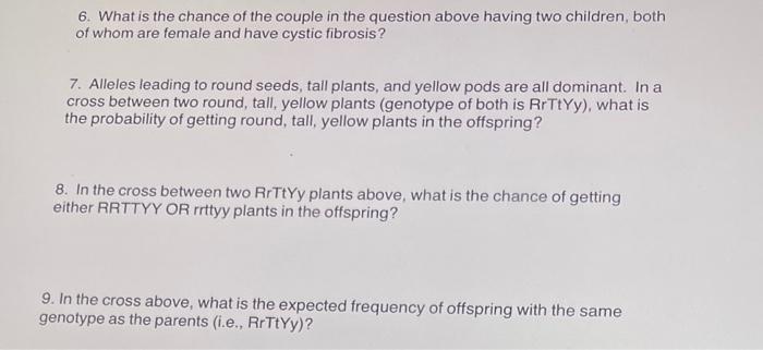 Solved 6. What is the chance of the couple in the question | Chegg.com