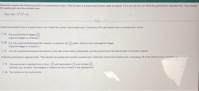 Solved Determine whether the following function is a | Chegg.com