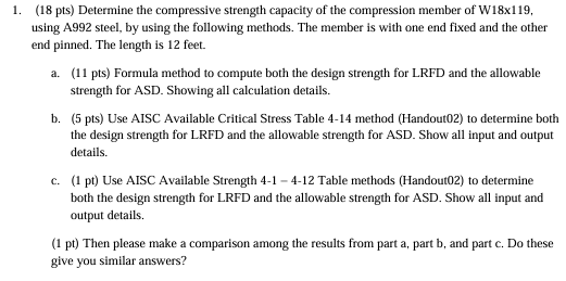 Solved (18 ﻿pts) ﻿Determine the compressive strength | Chegg.com