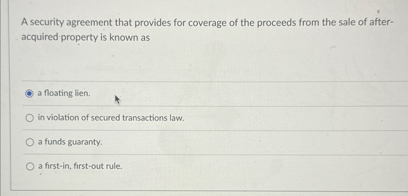 Solved A security agreement that provides for coverage of | Chegg.com