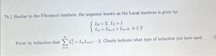 Solved Fb.) Similar to the Fibonacci numbers, the sequence | Chegg.com