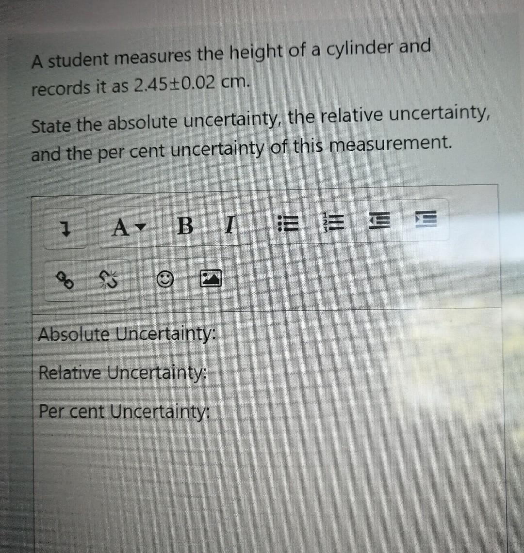 Solved A student measures the height of a cylinder and | Chegg.com