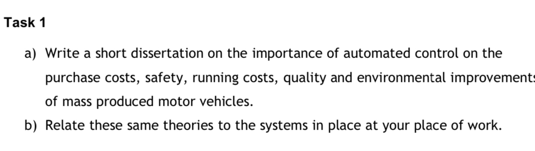 Solved Task 1a) ﻿Write a short dissertation on the | Chegg.com